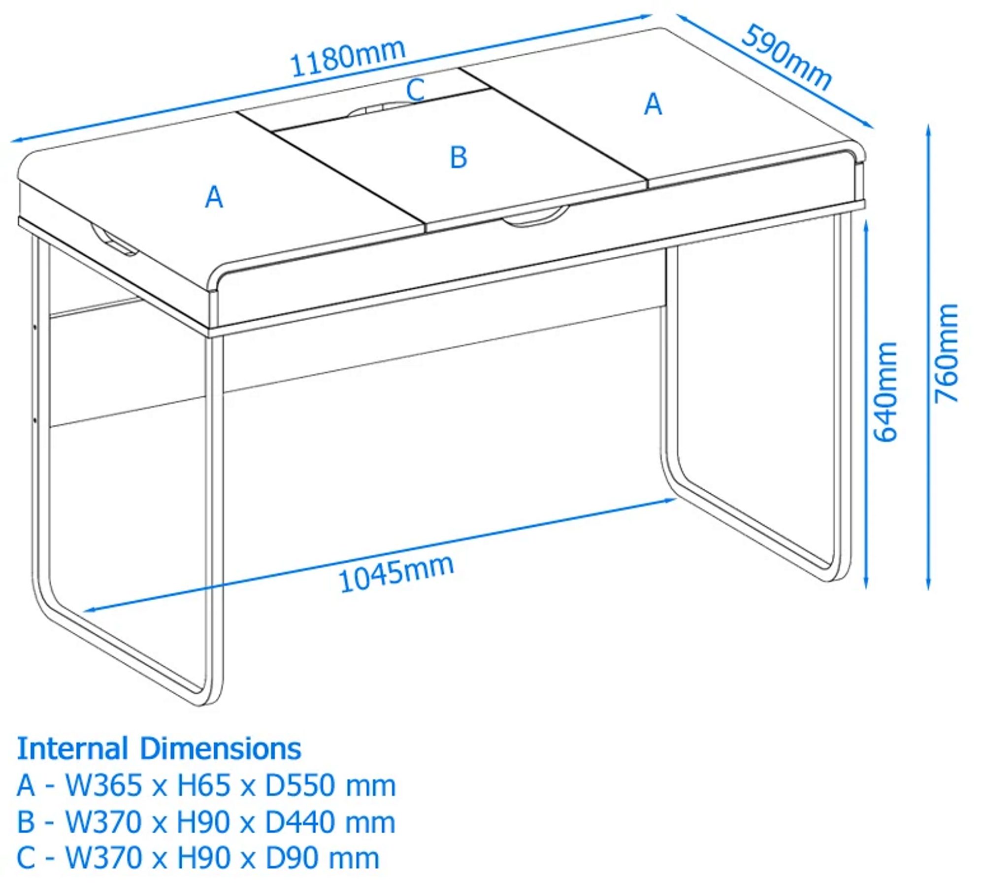 Alphason Desks Dorset With Sliding Storage - Desks And Work Stations ...