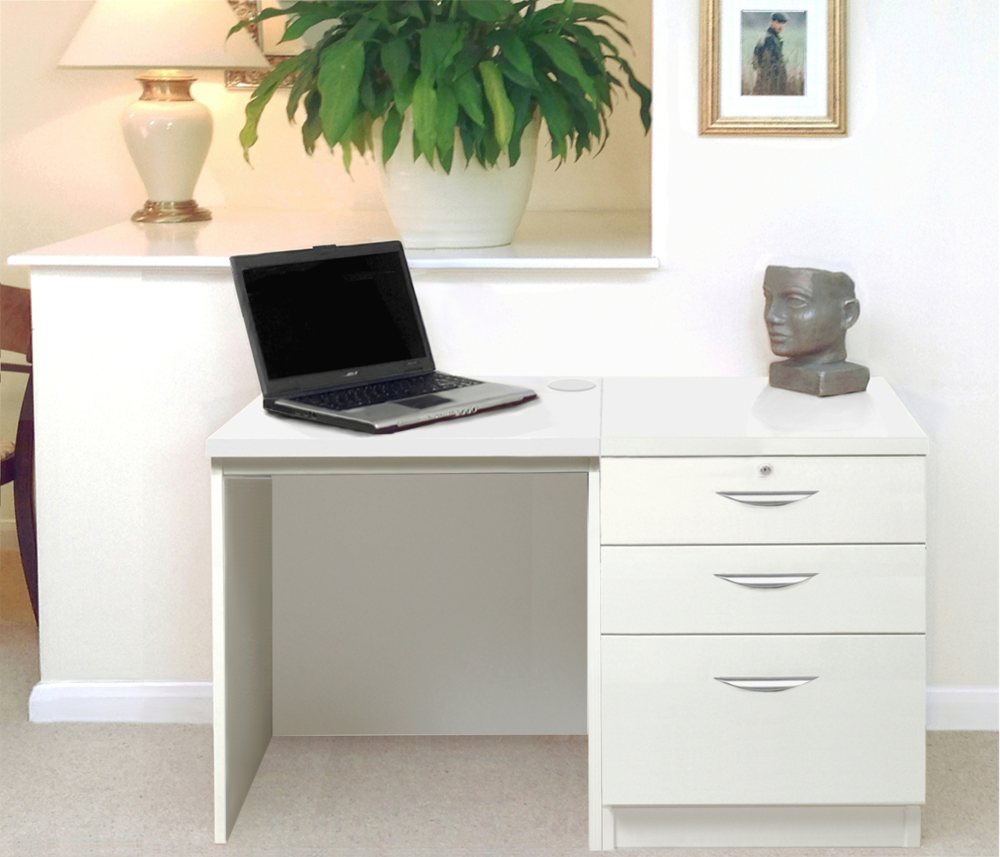R White Cabinets Set 02 - Desk with 3 Drawer Unit/Filing Cabinet ...