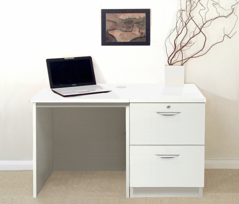 R White Cabinets Set 04 - Desk with 2 Drawer Filing Cabinet - Desks And ...