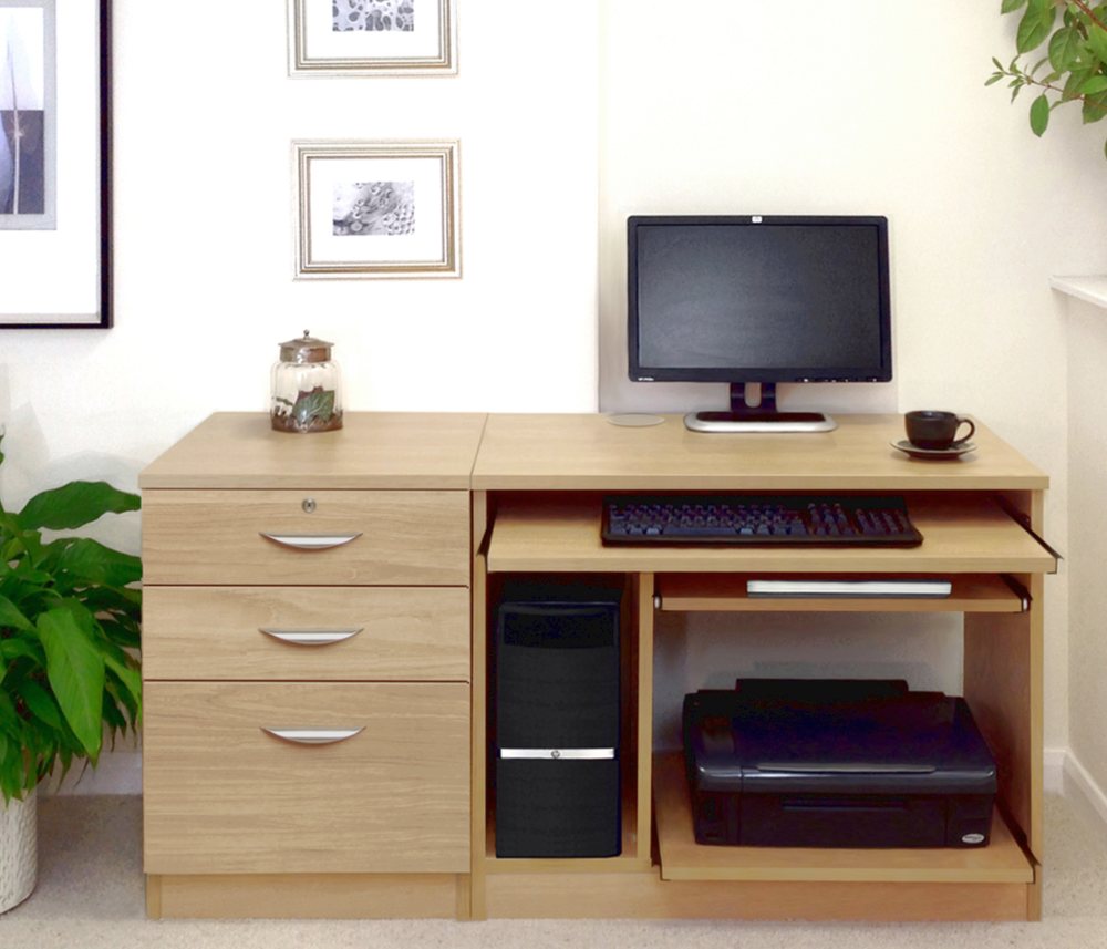 R White Cabinets Set 06 - Computer Work Station with 3 Drawer Unit ...