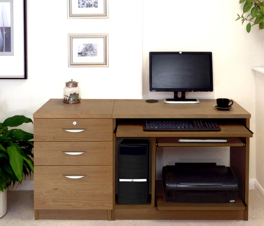 R White Cabinets Set 06 - Computer Work Station with 3 Drawer Unit ...