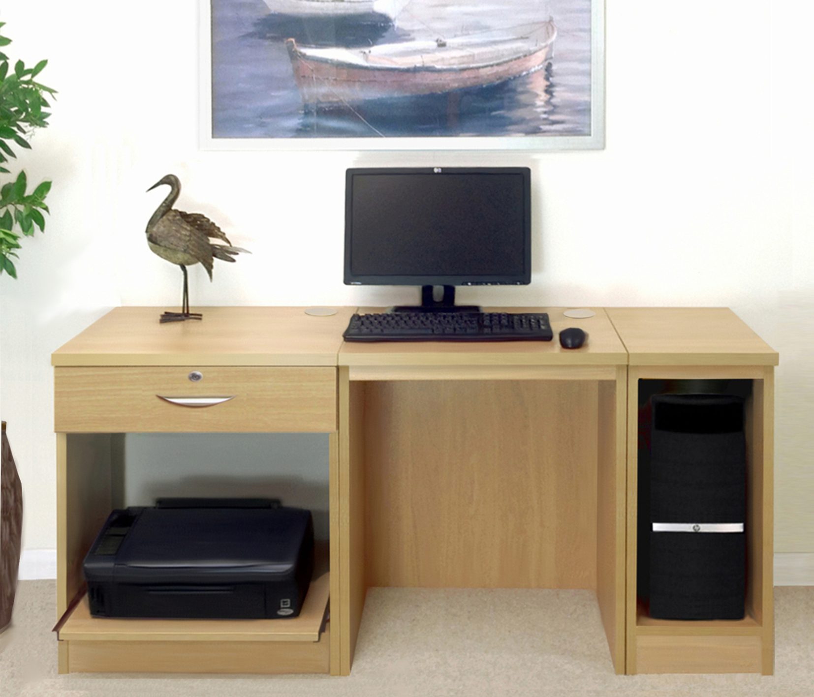 R White Cabinets Set 10 - Desk with Printer & Computer Units - Desks ...