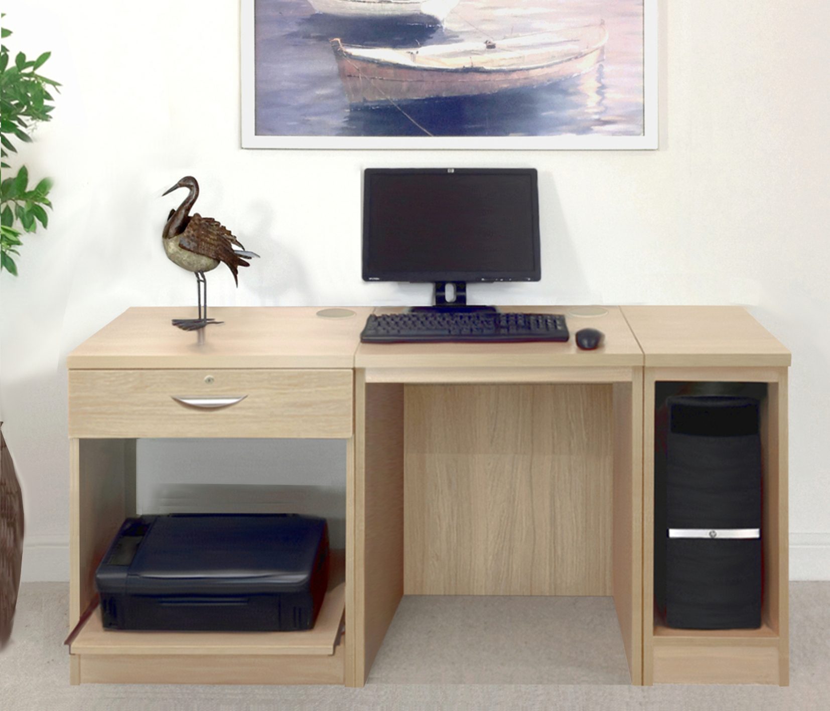 R White Cabinets Set 10 - Desk with Printer & Computer Units - Desks ...