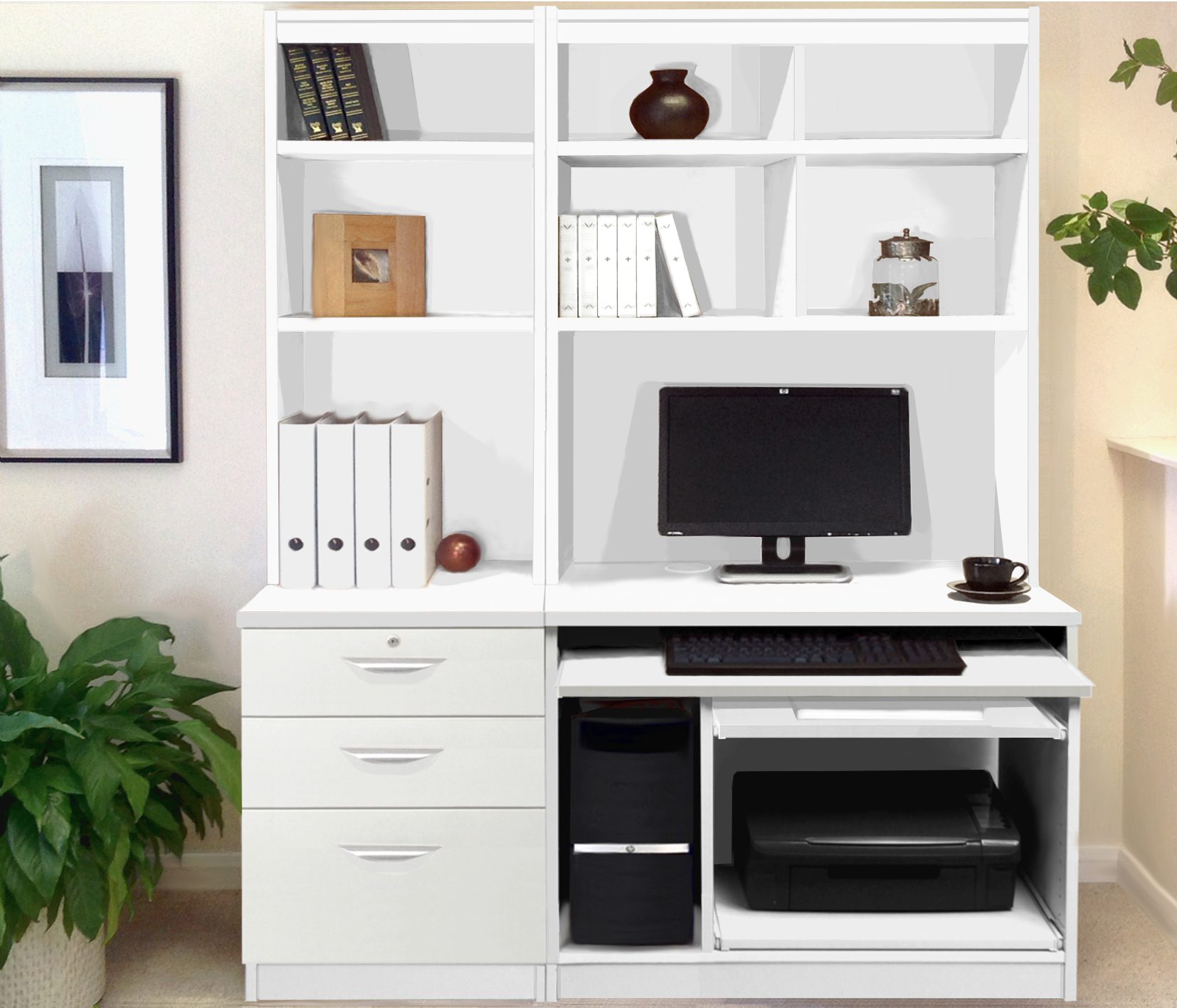 R White Cabinets Set 17 - Computer Work Station & 3 Drawer Unit/Filing ...