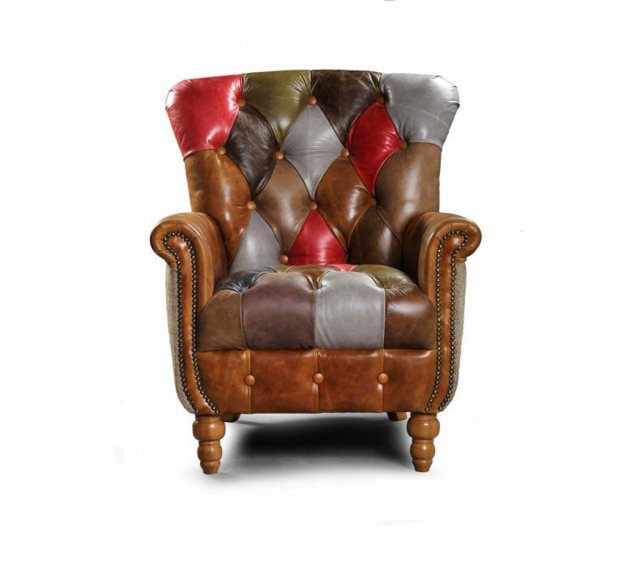 Vintage Sofa Company Alderley Leather Patchwork Chair (Fast Track ...