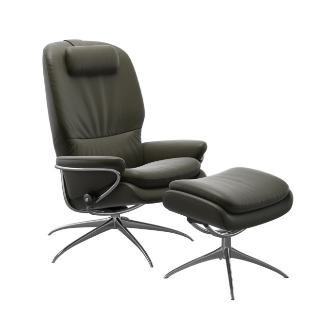 Stressless Rome Recliner High Back Chair & Footrest (Star Base ...